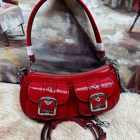 Coach | Bags | Coach Ashton Red And Silver Crossbody Bag With ...